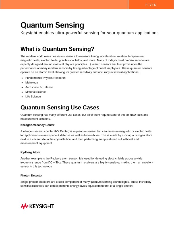 Quantum Sensing PDF Asset Page | Keysight